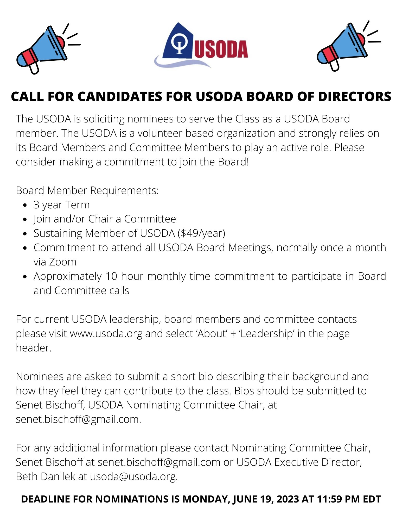 Call for Candidates - USODA Board of Directors