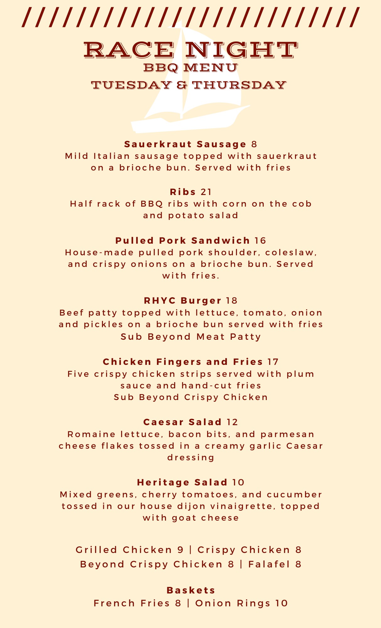 Menu - Royal Hamilton Yacht Club